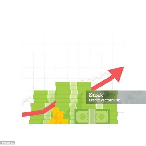 돈 성장 아이콘입니다 위쪽 화살표와 달러와 금 동전 더미 벡터 일러스트 레이 션 가계에 대한 스톡 벡터 아트 및 기타 이미지 가계 개념 개선 Istock