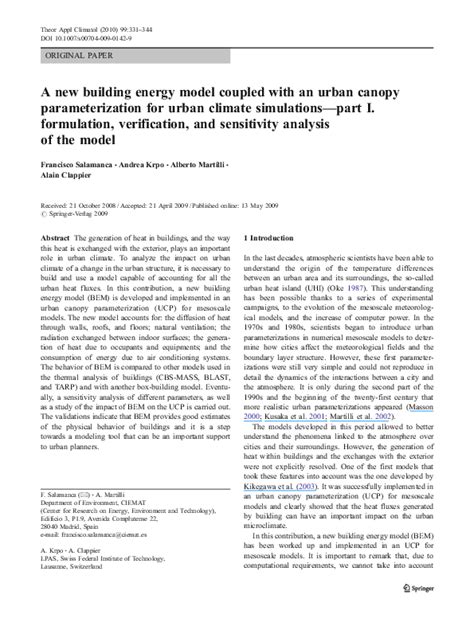 Pdf A New Building Energy Model Coupled With An Urban Canopy