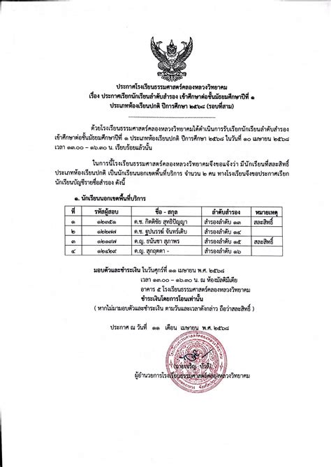 📢ประกาศเรี ประชาสัมพันธ์โรงเรียนธรรมศาสตร์คลองหลวงวิทยาคม Facebook