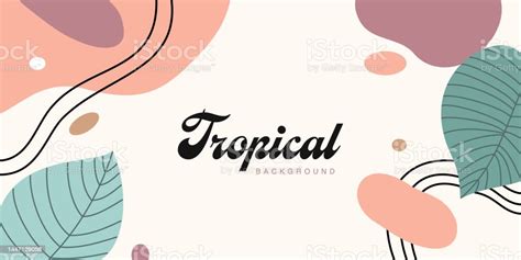 배경과 복사 공간을 위한 트렌디한 디자인 스타일의 추상적인 열대 꽃 프레임 미니멀리스트 배너 템플릿 디자인 0명에 대한 스톡 벡터 아트 및 기타 이미지 Istock