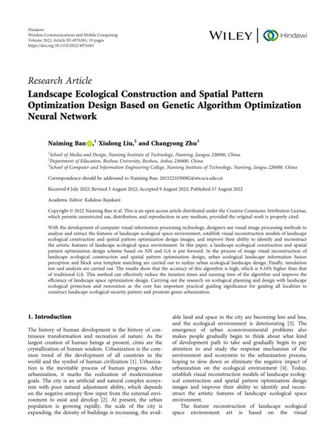 Pdf Landscape Ecological Construction And Spatial Pattern Optimization Design Based On Genetic