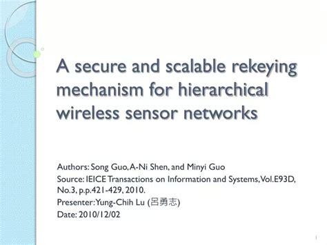 Ppt Secure And Scalable Rekeying In Hierarchical Sensor Networks