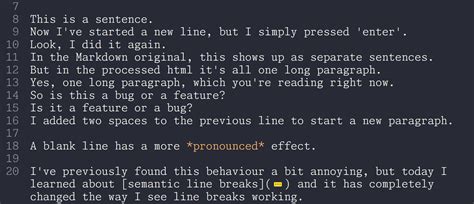 Semantic Line Breaks Are A Feature Of Markdown Not A Bug Writing Slowly