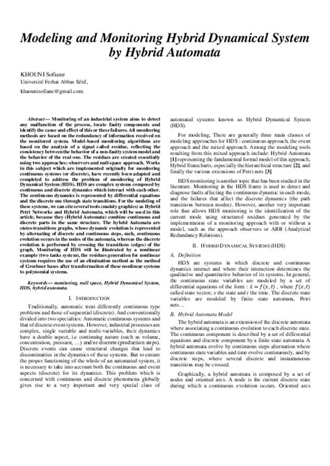 Pdf Modeling And Monitoring Hybrid Dynamical System By Hybrid Automata