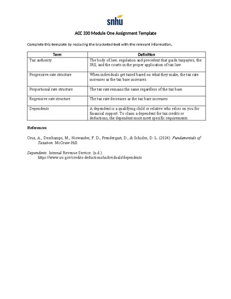 Acc 330 Module One Assignment Template 1 Acc 330 Module One
