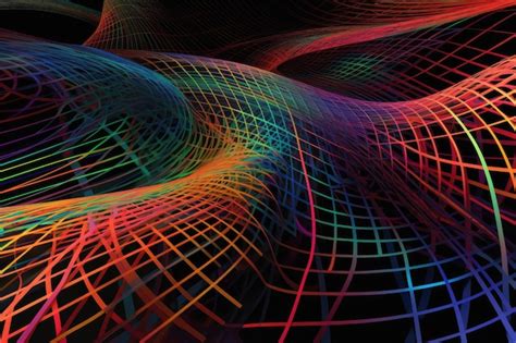 Premium Ai Image Intersecting Lines In Vibrant Colors Creating A Distorted Grid Pattern