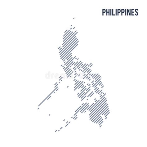 Vector Abstract Hatched Map Of Philippines With Oblique Lines Isolated On A White Background