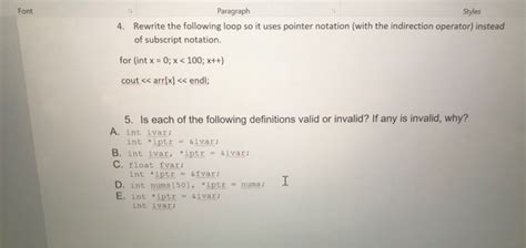 Solved Font Paragraph Styles Rewrite The Following Loop So