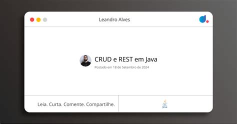 Crud E Rest Em Java Leandro Alves Java Dio