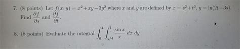 Solved 7 8 points Let f x y x² xy 3y² where x and y Chegg com