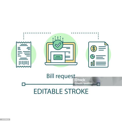 청구서 요청 개념 아이콘입니다 영수증 예산 분배 응용 프로그램 아이디어 얇은 라인 그림 온라인 금융 관리 서비스 비용 계산기 벡터 절연 윤곽선 도면 편집 가능한 스트로크