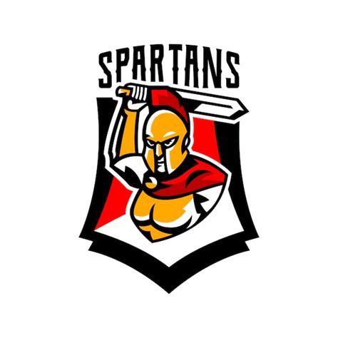 엠블럼 로고 배지 스파르타 칼 고대 그리스 전사 금 갑옷 Hoplite Corinthian 헬멧 군인 방패 벡터 일러스트 레이 션 프리미엄 벡터