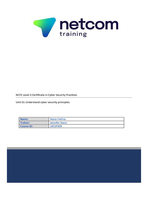 Unit 01 Understand Cyber Security Principles Pdf Computer Security Security