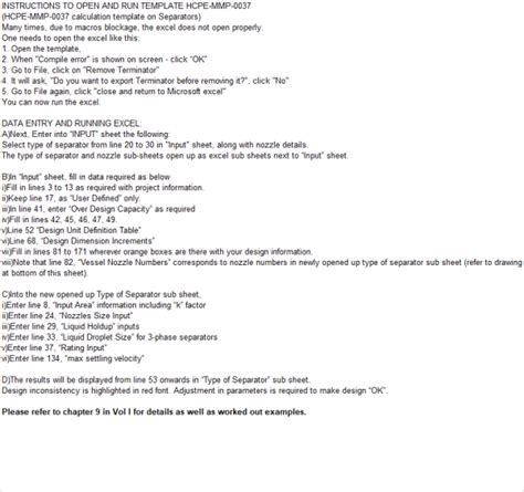 Separators 2 Phase 3 Phase Excel Calculation Template