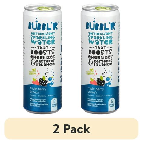 2 Pack Bubblr Antioxidant Sparkling Water Triple Berry Breezr 12 Fl Oz Can