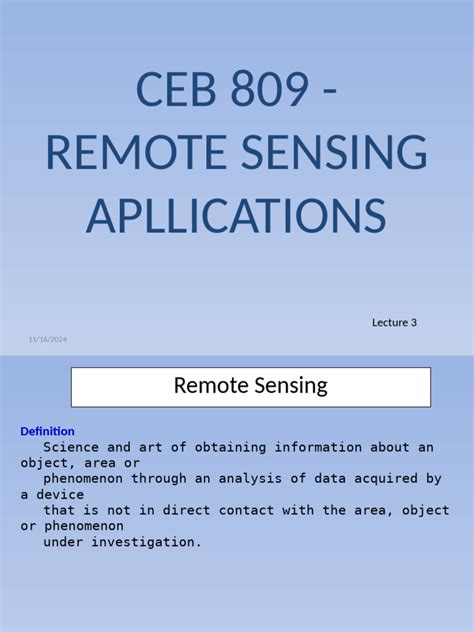 Lecture 3 Remote Sensing Apllications Pdf Remote Sensing Emergency Management