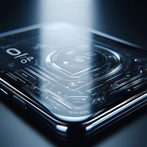 Futuristic Smartphone With Illuminated Digital Interface In Focus Stock