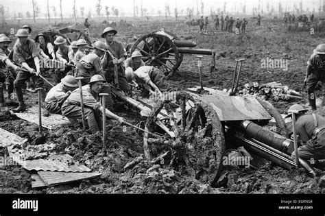 First World War Trying To Haul An 18 Pounder Field Gun Out Of The Mud