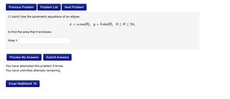 Solved Point Use The Parametric Equations Of An Ellipse Chegg
