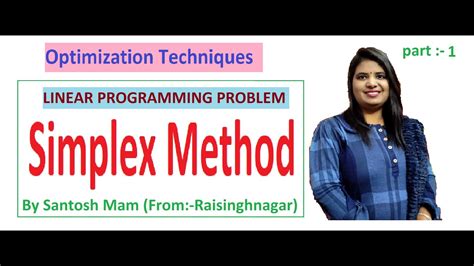 Optimization Techniques Operation Research Simplex Method Linear