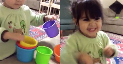Girl Stacking Nesting Cups Video PS Family