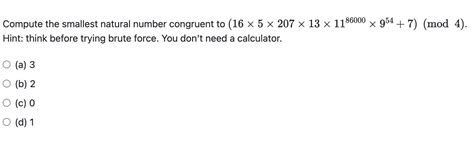 solved compute the smallest natural number congruent to
