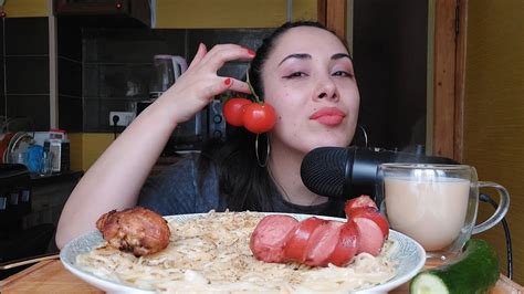 სპაგეტი ნაღების სოუსში🍝ქათმის ბარკალი🍗და სარდელი🌭მუკბანგი თითქმის Asmr ის 22 სახლი სადაც