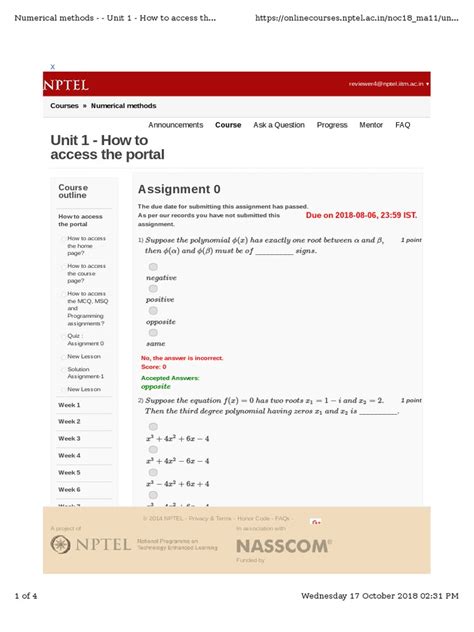 Assignment 1 Numerical Nptel Pdf Zero Of A Function Numerical Analysis