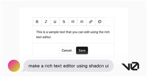 Make A Rich Text Editor Using Shadcn Ui A Shadcnui And V0 Generation V0