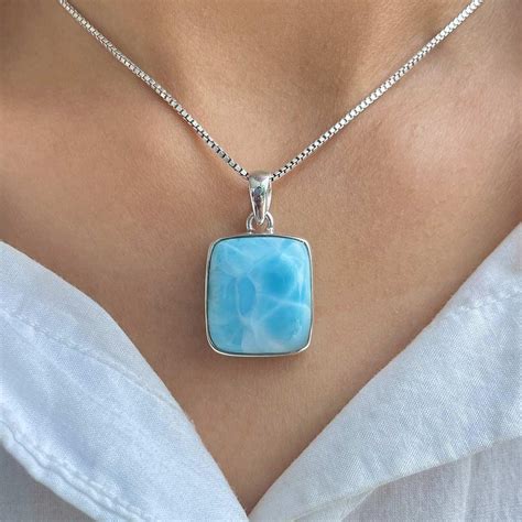 Larimar Pendant 925 Sterling Silver Pendant Natural Dominican
