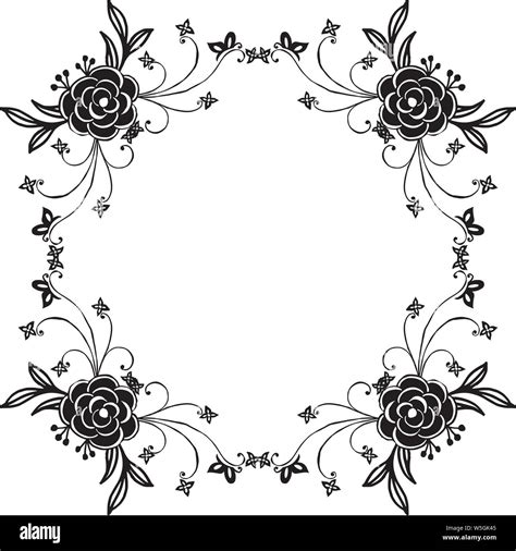 Shape Unique Of Flower Frame Design Black And White For Wallpaper Of Cards Vector