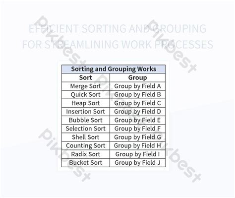Efficient Sorting And Grouping For Streamlining Work Processes Excel Template Free Download