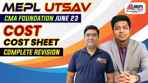 Mepl Utsav Cma Foundation June 23 Cost Cost Sheet Revision Mepl Youtube
