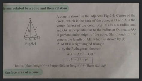 Terms Related To A Cone And Their RelationA Cone Is Shown In The Adjacen