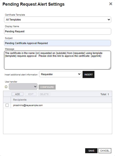 Pending Request Alert Operations