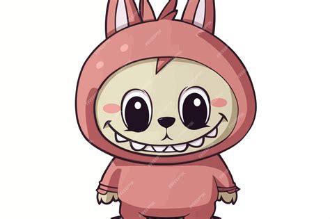 Лабубу небольшая иллюстрация монстра Премиум Ai сгенерированный вектор