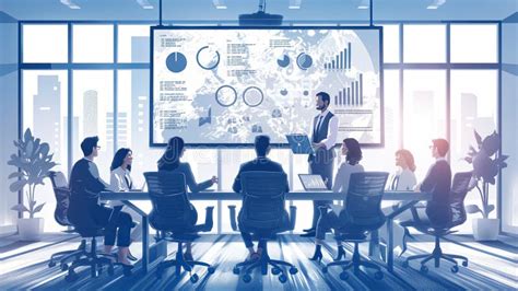 Professional Team Discussing Data Visualization In A Modern Conference
