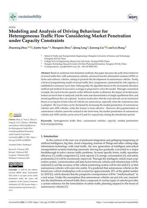 Pdf Modeling And Analysis Of Driving Behaviour For Heterogeneous Traffic Flow Considering