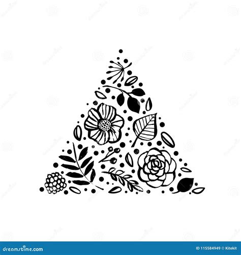 Flower Triangle Shape Pattern Floral Botanical Elements Stock Illustration Illustration Of