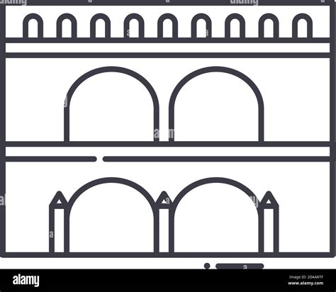 Aqueduct Icon Linear Isolated Illustration Thin Line Vector Web Design Sign Outline Concept
