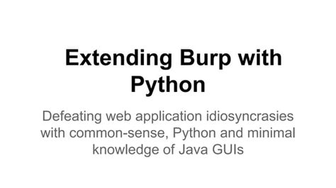 Extending Burp With Python Ppt