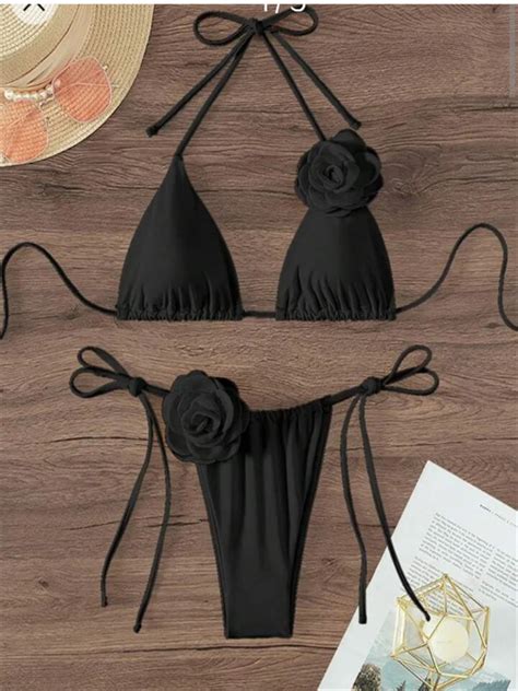 Elegant 3d Floral Micro Bikini Free Shipping