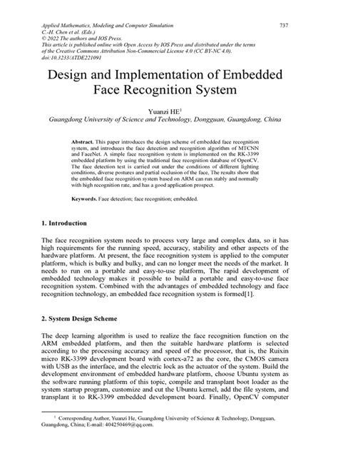 Design And Implementation Of Embedded Face Recogni Pdf