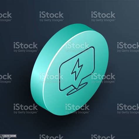 검은 색 배경에 격리 된 등색 선 번개 볼트 아이콘 플래시 아이콘입니다 충전 플래시 아이콘 천둥 볼트 조명 스트라이크 청록색 원 버튼 벡터 일러스트레이션 3차원 형태에 대한