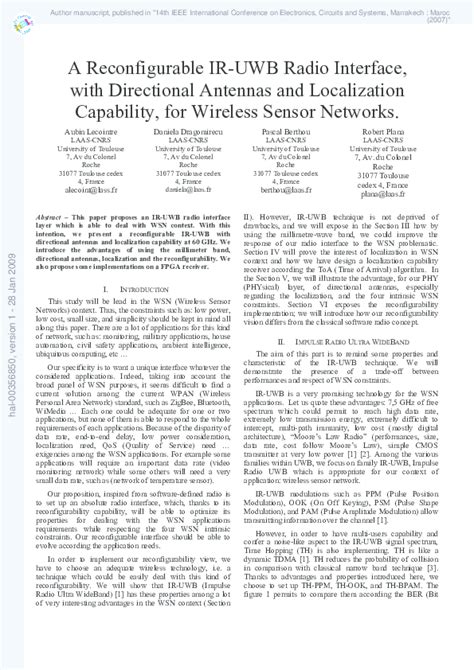 Pdf A Reconfigurable Ir Uwb Radio Interface With Directional