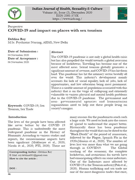 Covid 19 And Impact On Places With Sex T Pdf Prostitution Sex