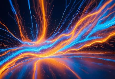 Abstract Image Of Blue And Orange Lines Streaks And Sparks Creating A Dynamic And Energetic