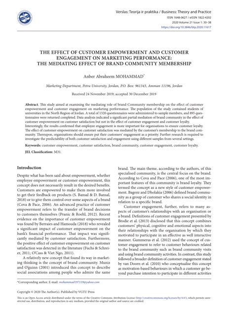 Pdf The Effect Of Customer Empowerment And Customer Engagement On Marketing Performance The