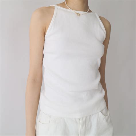 리튼바이 보트넥 민소매 티셔츠 홀터넥 코튼 골지 망고 끈 나시