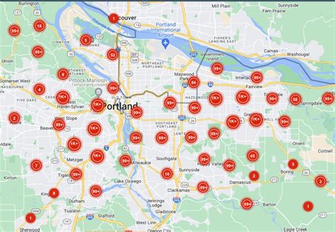 New Pge Outage Map For Portland Metro Area As Of Friday Afternoon Jan